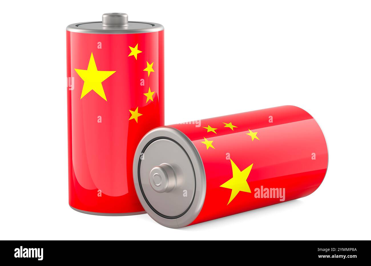 Batteries with Chinese Flag. 3D rendering isolated on white background ...