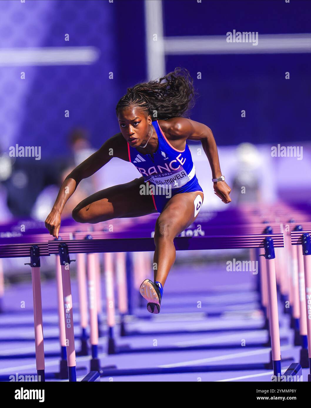 Cyréna Samba-Mayela participating in the 100 meters hurdles at the ...