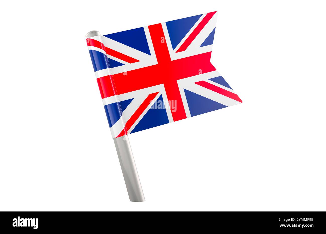 Flag Push Pin with the United Kingdom, 3D rendering isolated on white ...