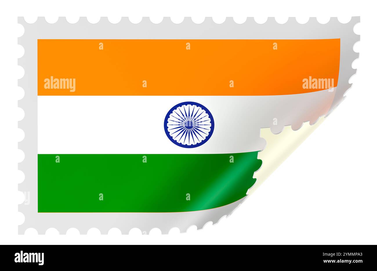 Indian Postage Stamp, postage stamp of India. 3D rendering isolated on ...
