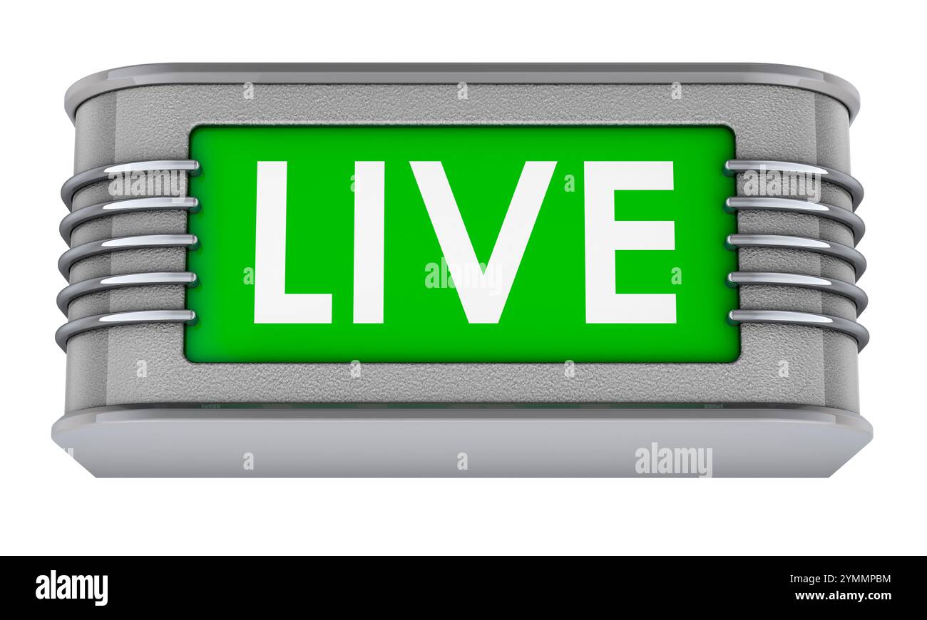 Live Green Sign Lightbox, 3D rendering isolated on white background ...