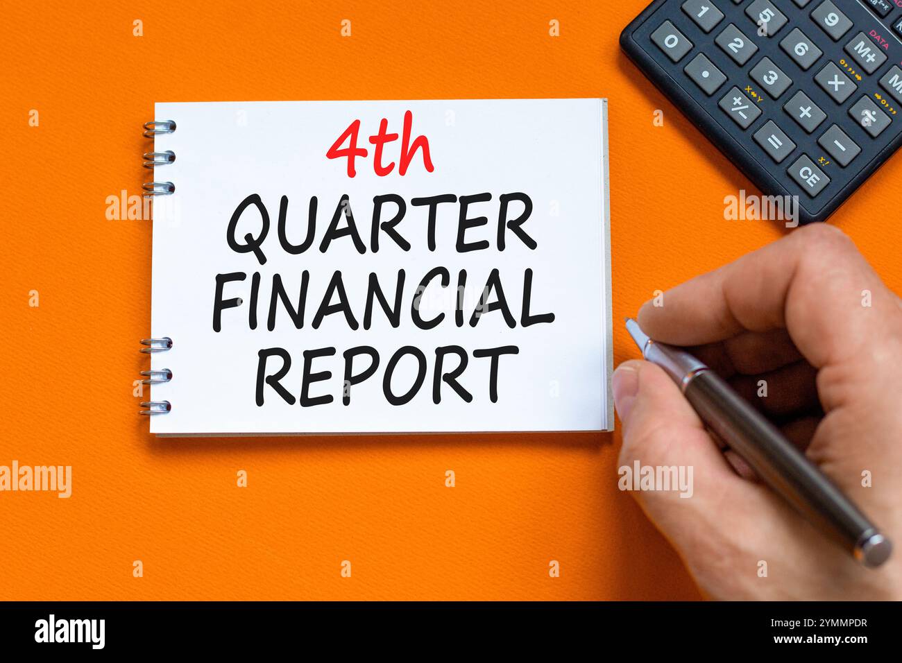 4th quarter financial report symbol. Concept words 4th quarter ...