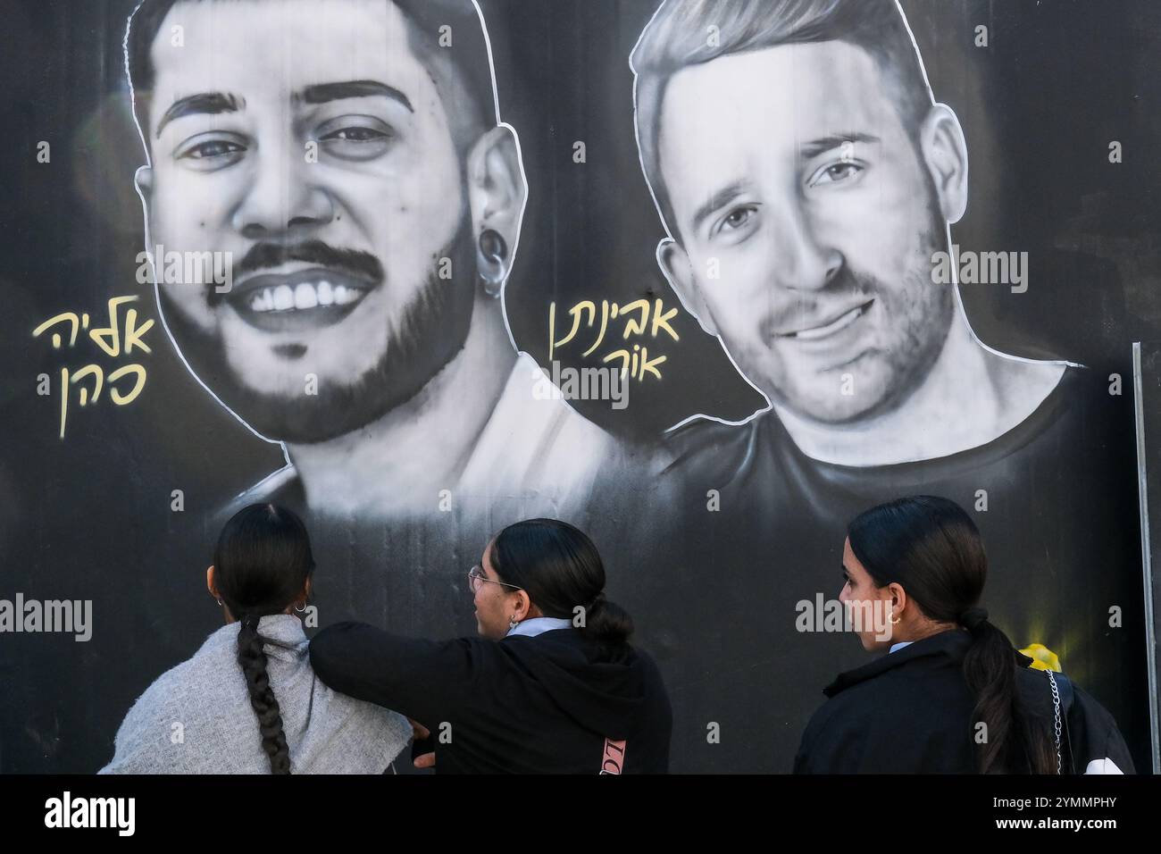 Jerusalem, Israel. 22nd Nov, 2024. A huge mural by Israeli artist Benzi ...