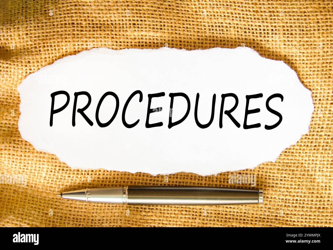 Procedures symbol. Concept word Procedures on beautiful white paper ...