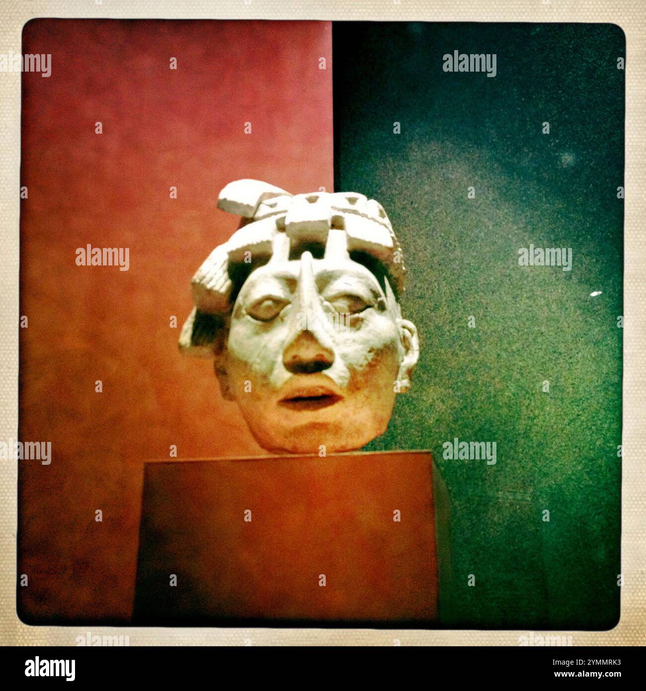 A sculpture of Mayan king Pakal's head is displayed in the National ...