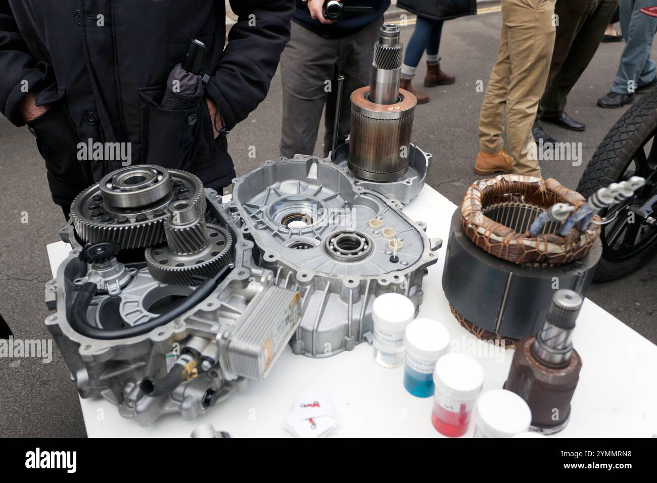 The electric motor and gearbox of a of a modern Tesla electric vehicle ...