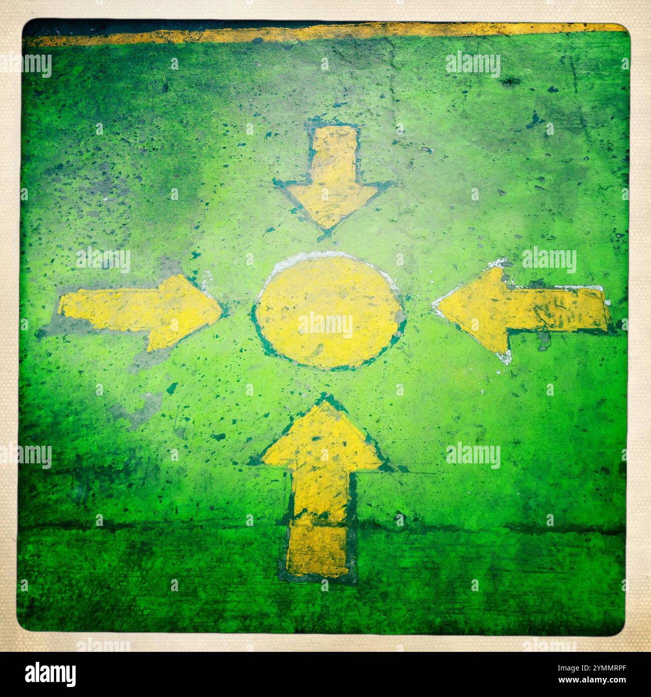 Four arrows point to a point in Roma Norte, Mexico City, March 24, 2102 ...