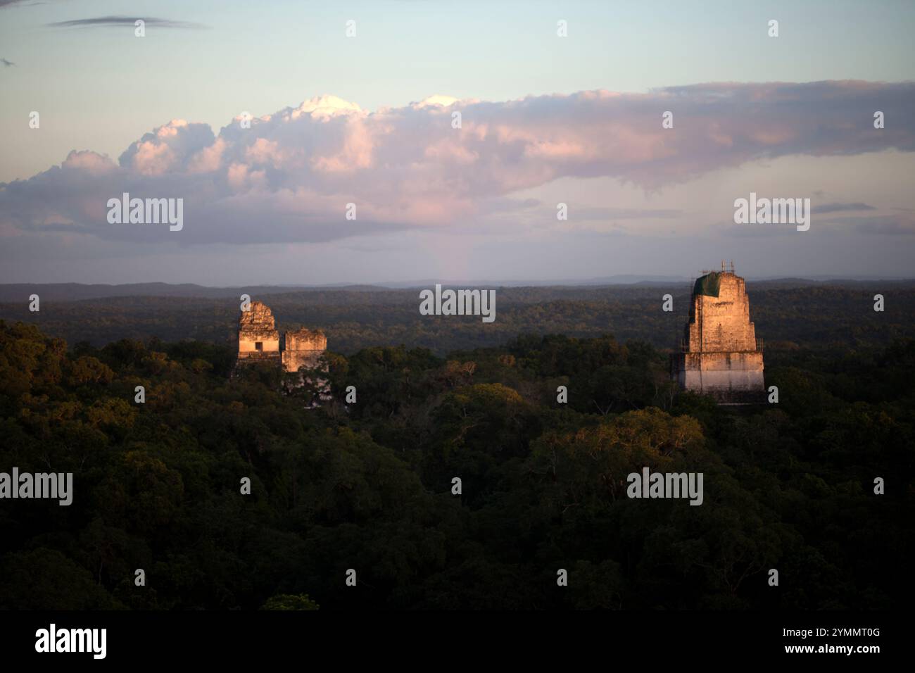 Sunset in Tikal, Peten, Guatemala Stock Photo - Alamy