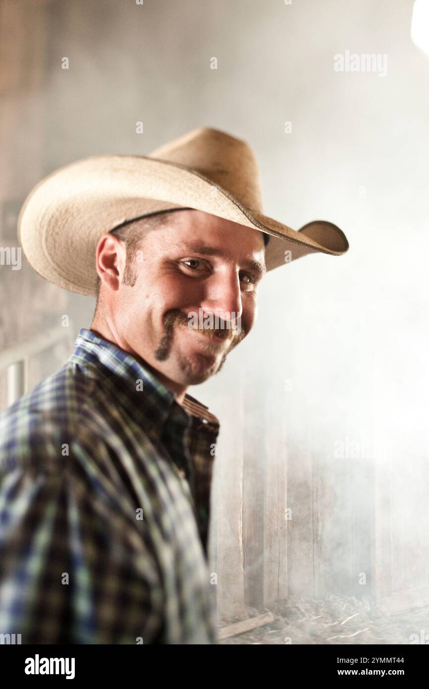 A portrait of a cowboy on a cattle ranch in Montana Stock Photo - Alamy