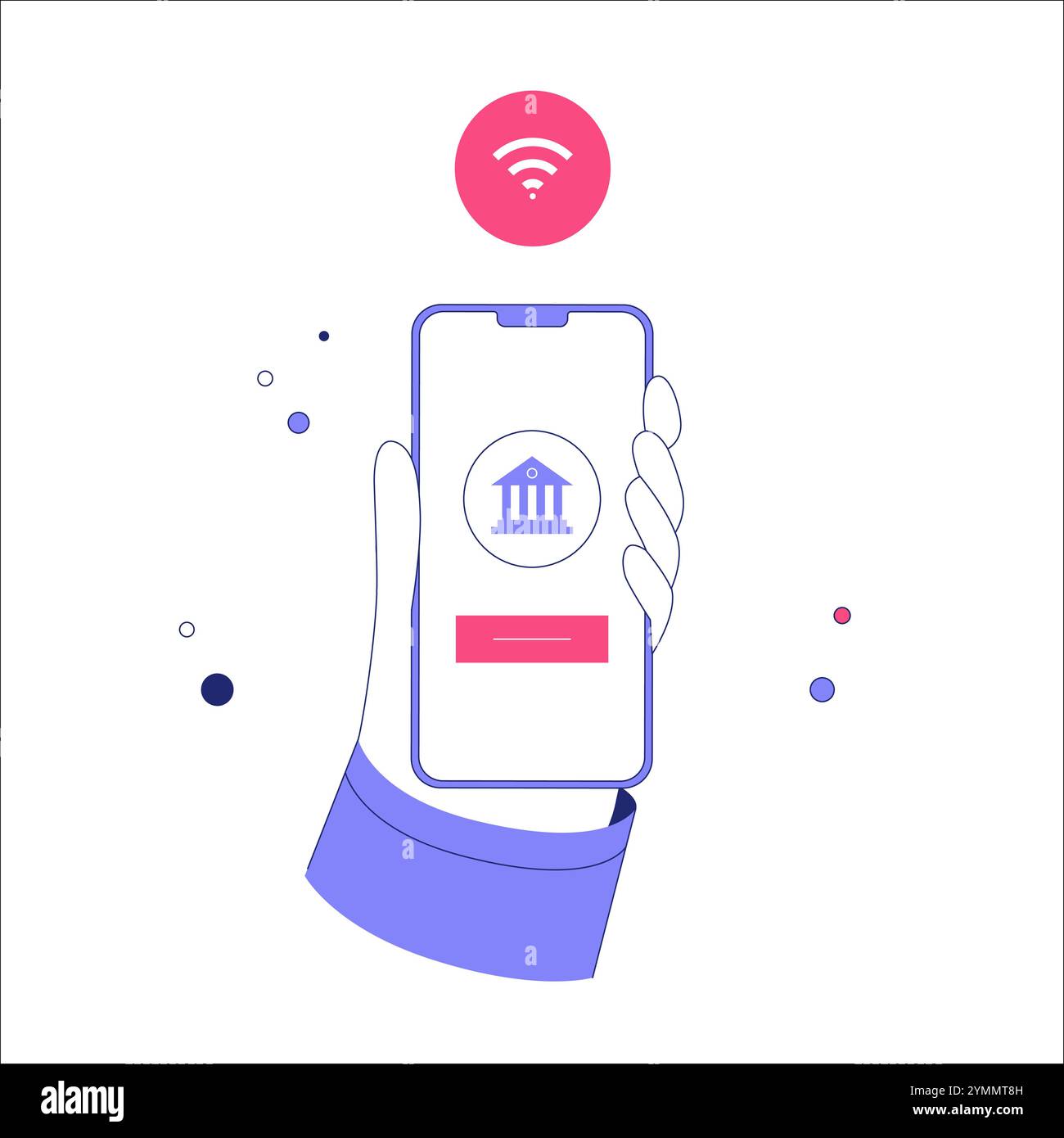 Mobile Banking App Interface In Flat Vector Illustration Symbolizing ...