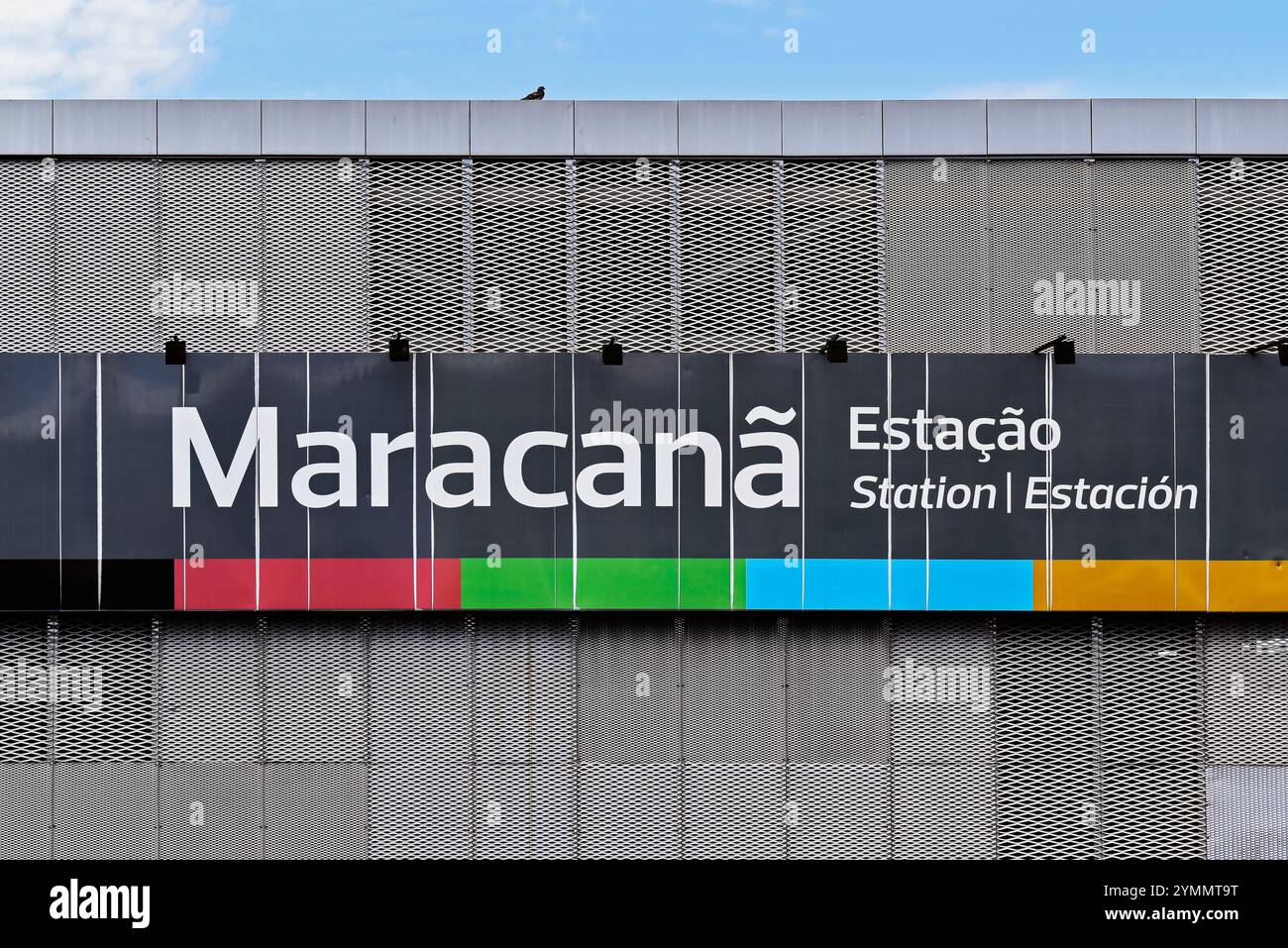 RIO DE JANEIRO, BRAZIL - November 17, 2024: Metal panel indicating ...