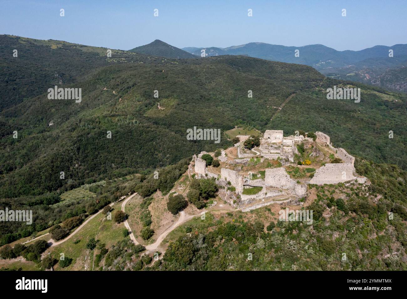 Aerial view of the Château de Termes, Cathar castle registered as a ...