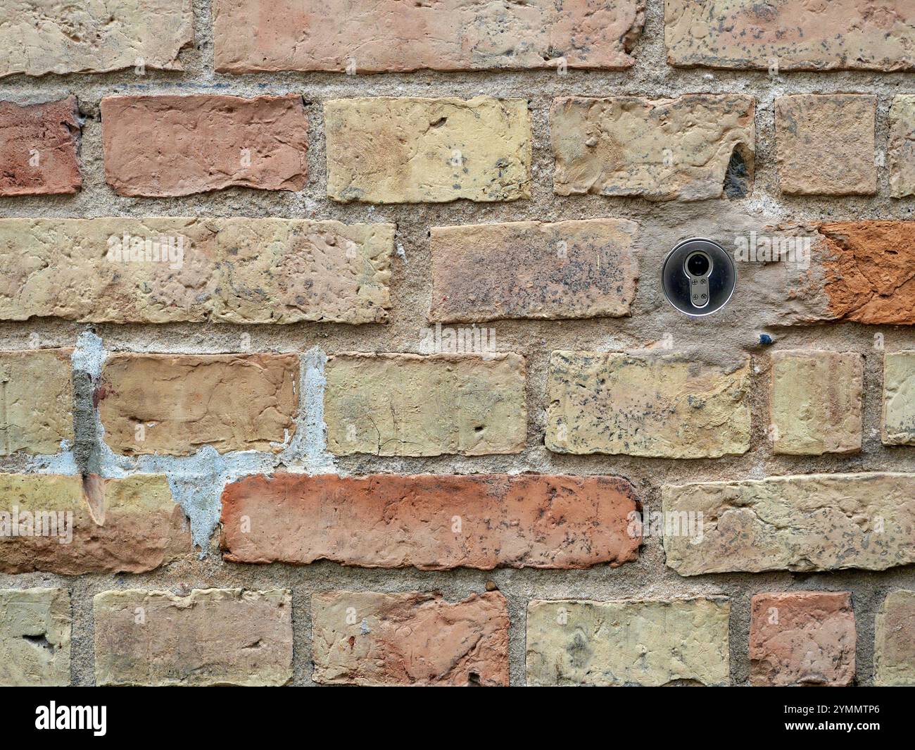 historical brick wall with modern castle - old medieval brick wall was ...