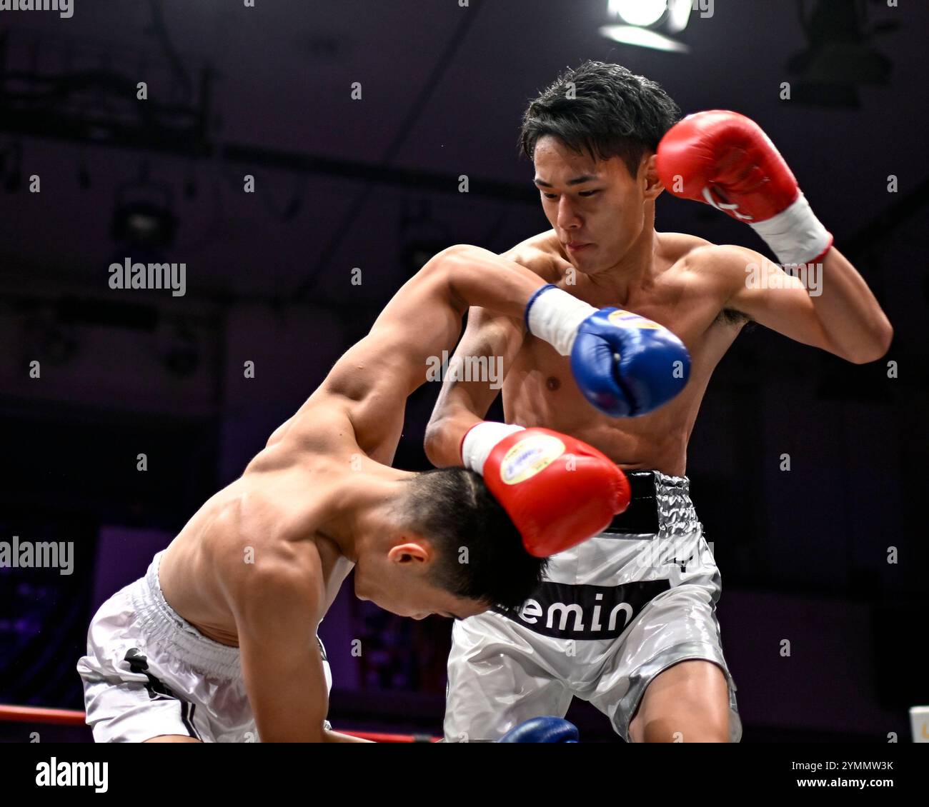 Tokyo, Japan. 17th Oct, 2024. Japan's Yuta Sakai (red gloves) hits Thailand's Sujaritchon ...