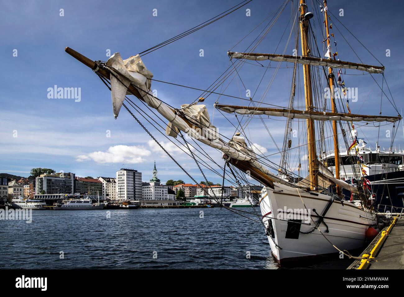 Bergen, bay, bow, harbor, mast, Norge, Norway, ship, sailing mast ...