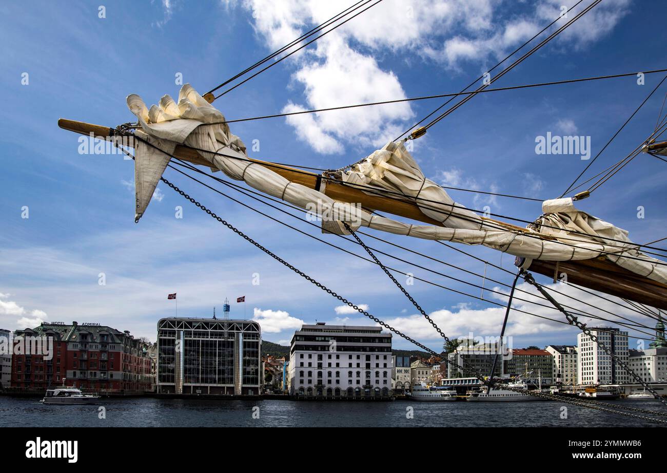 Bergen, bay, harbor, mast, Norge, Norway, ship, sailing ship, sailing ...