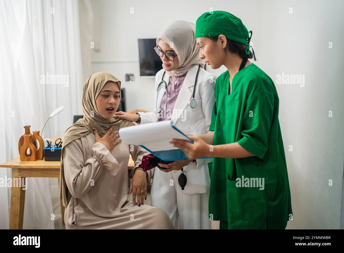 Female Doctors Articulately Consulting with Patient in a Modern ...