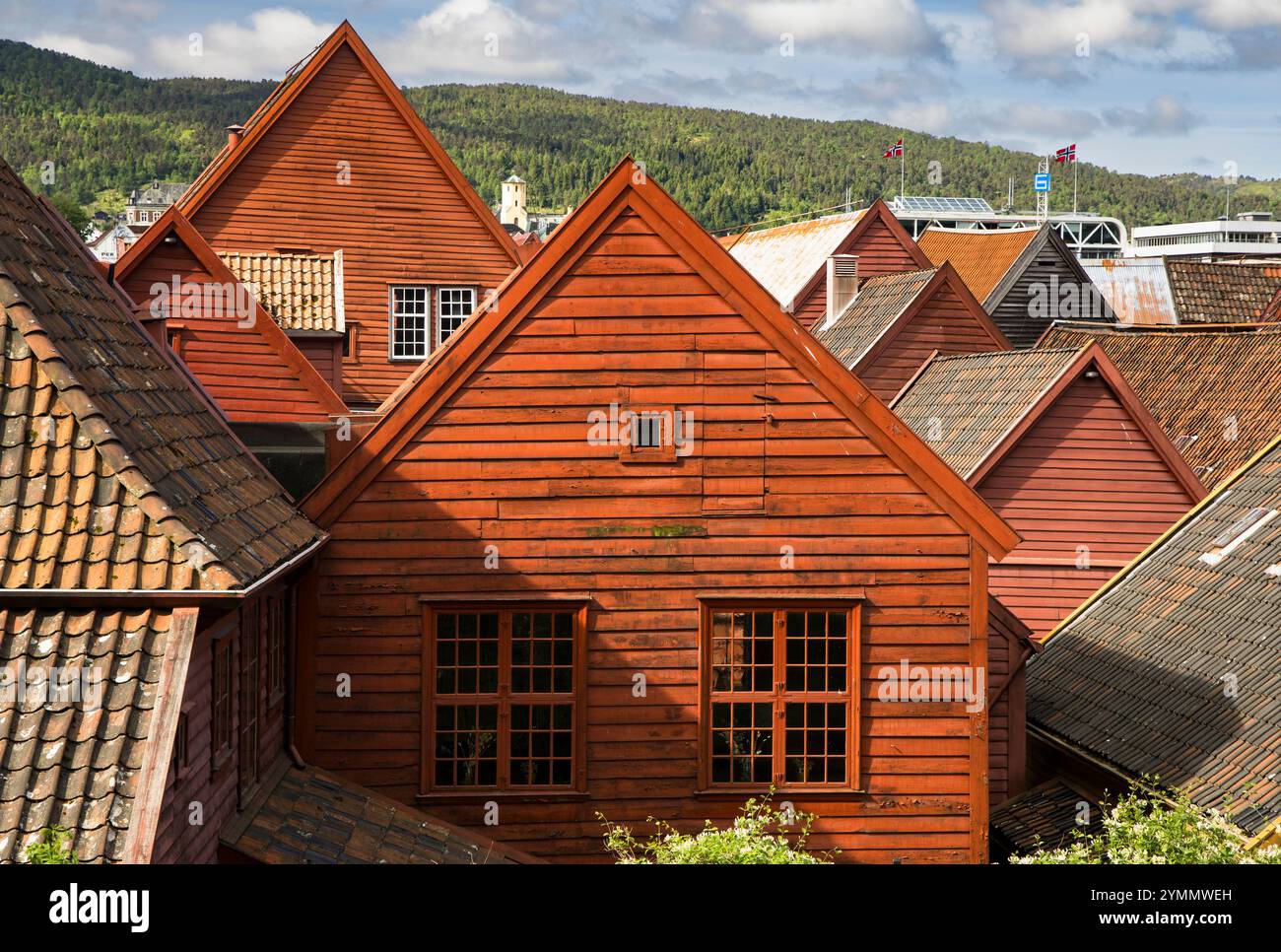 Bergen, roof, roofs, house, wooden house, houses, Norge, Norway, red ...