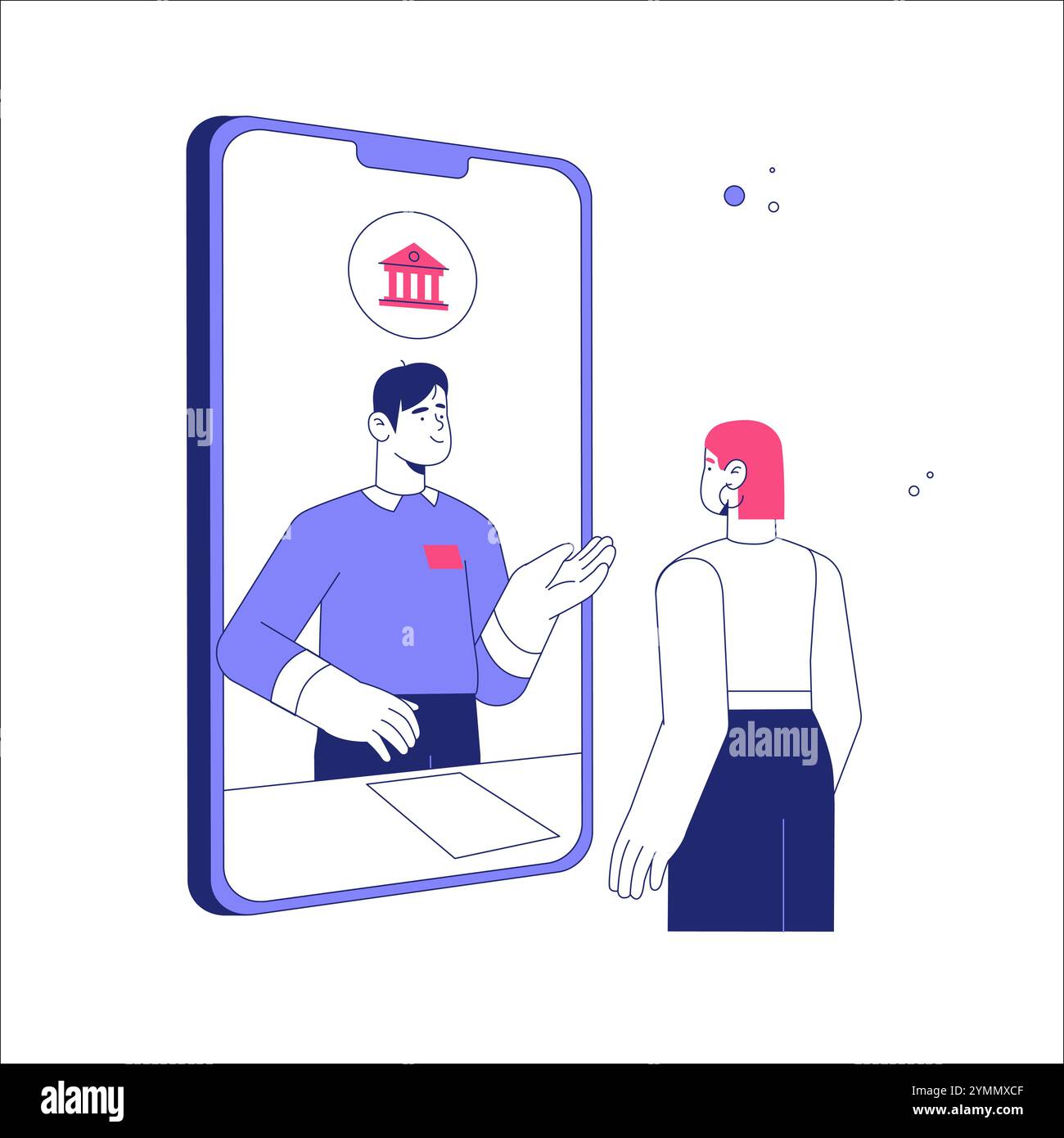 Male Bank Consultant Assisting Female Customer In Flat Vector ...