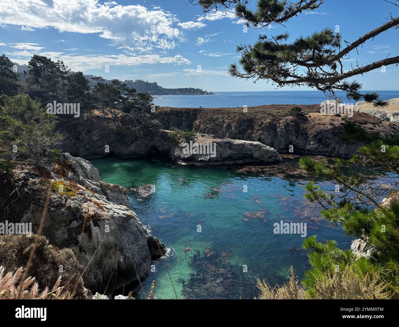 Ocean and cliff views with horizon background in Monterey California ...