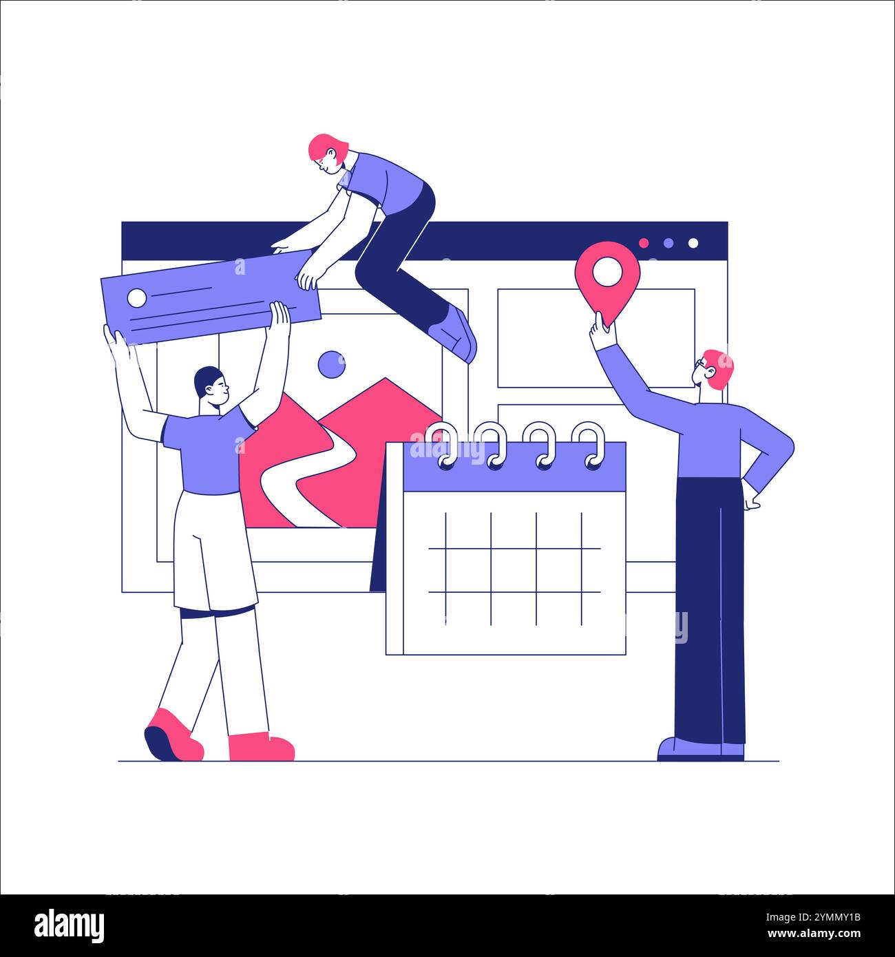 Team Designing A Calendar In Flat Vector Illustration Symbolizing ...