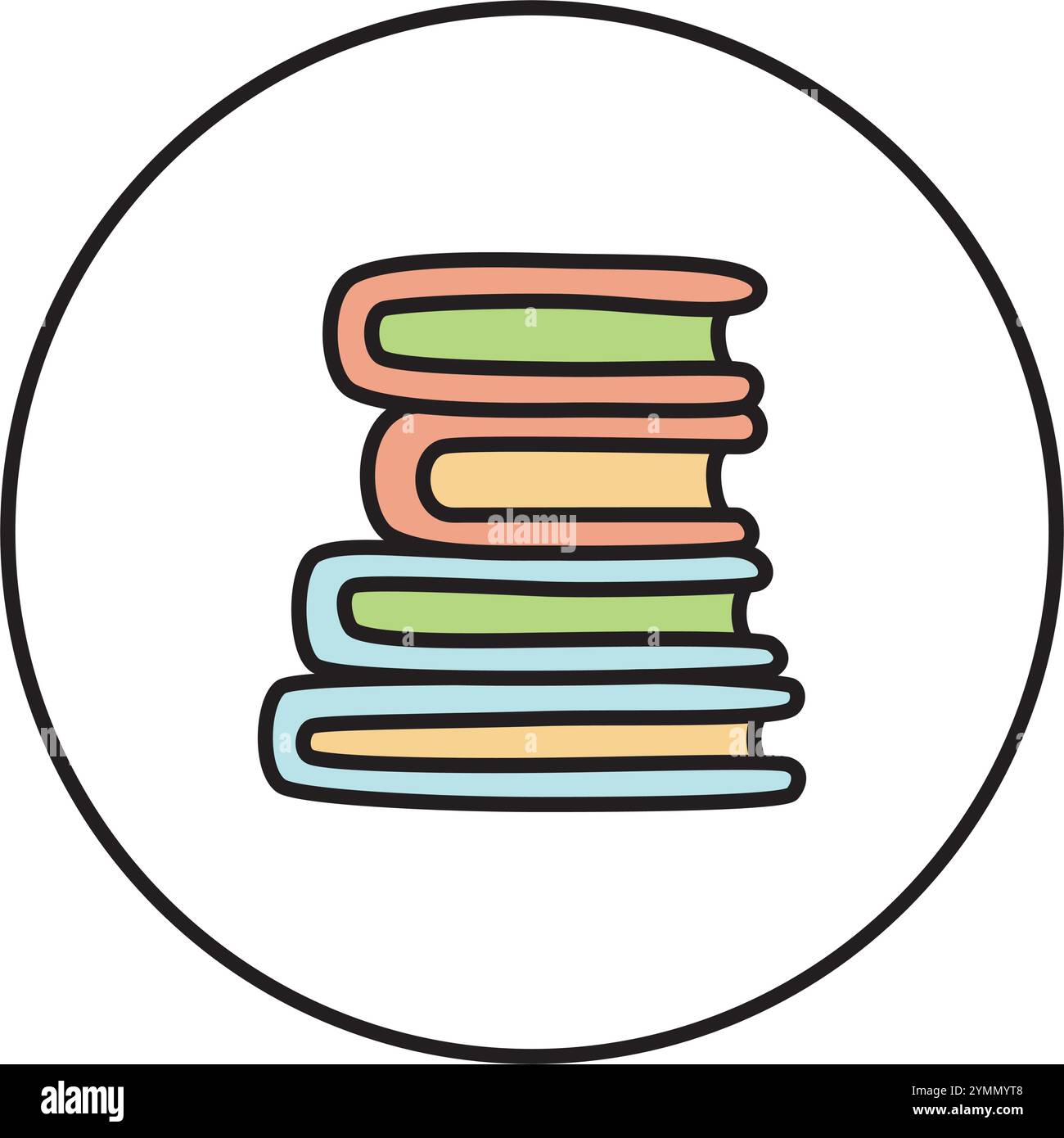 Doodle pile of books icon. Hand drawn book, journal or notebook symbol ...