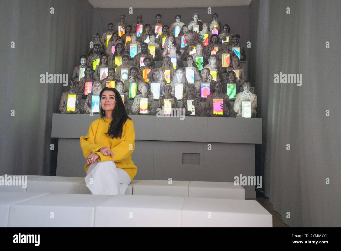 London, UK. 22 November 2024 Es Devlin with Fifty drawings of displaced ...