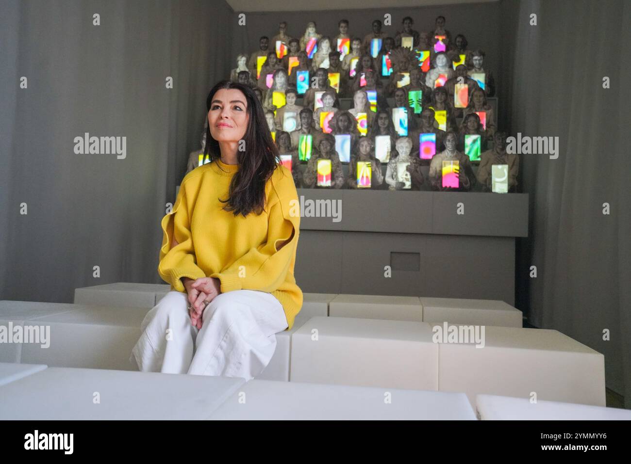 London, UK. 22 November 2024 Es Devlin with Fifty drawings of displaced ...