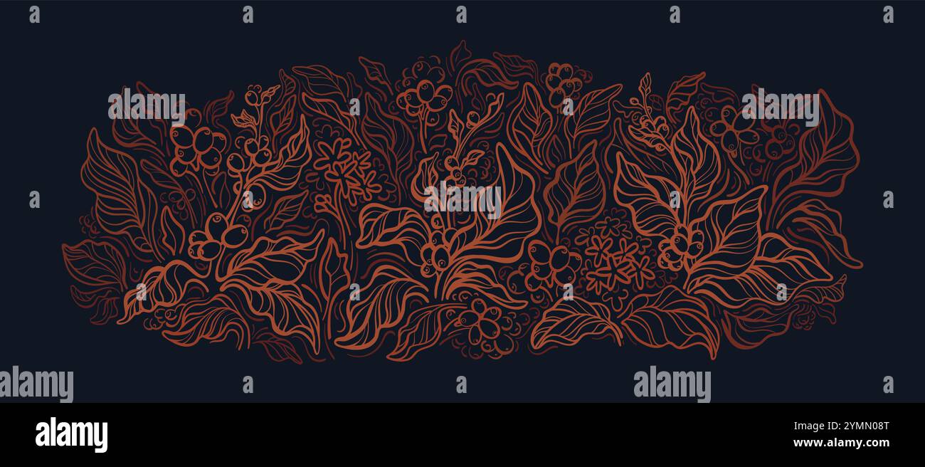 Coffee farm plantation. Vector sketch branch, berry, raw grain. Graphic ...