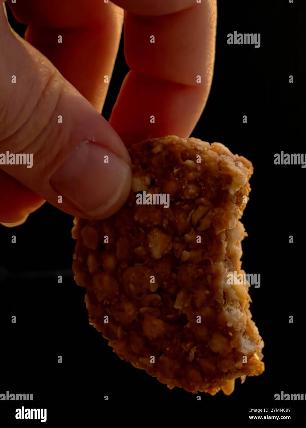 Wanna Bite? Crunchy Cookie in Focus Against Dark Background Stock Photo ...