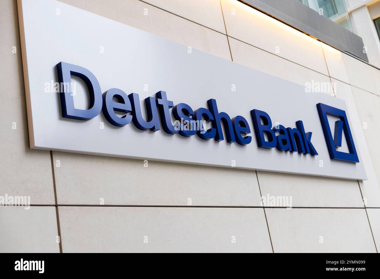 Deutsche Bank sign at 21 Moorfields in Moorgate City of London England ...