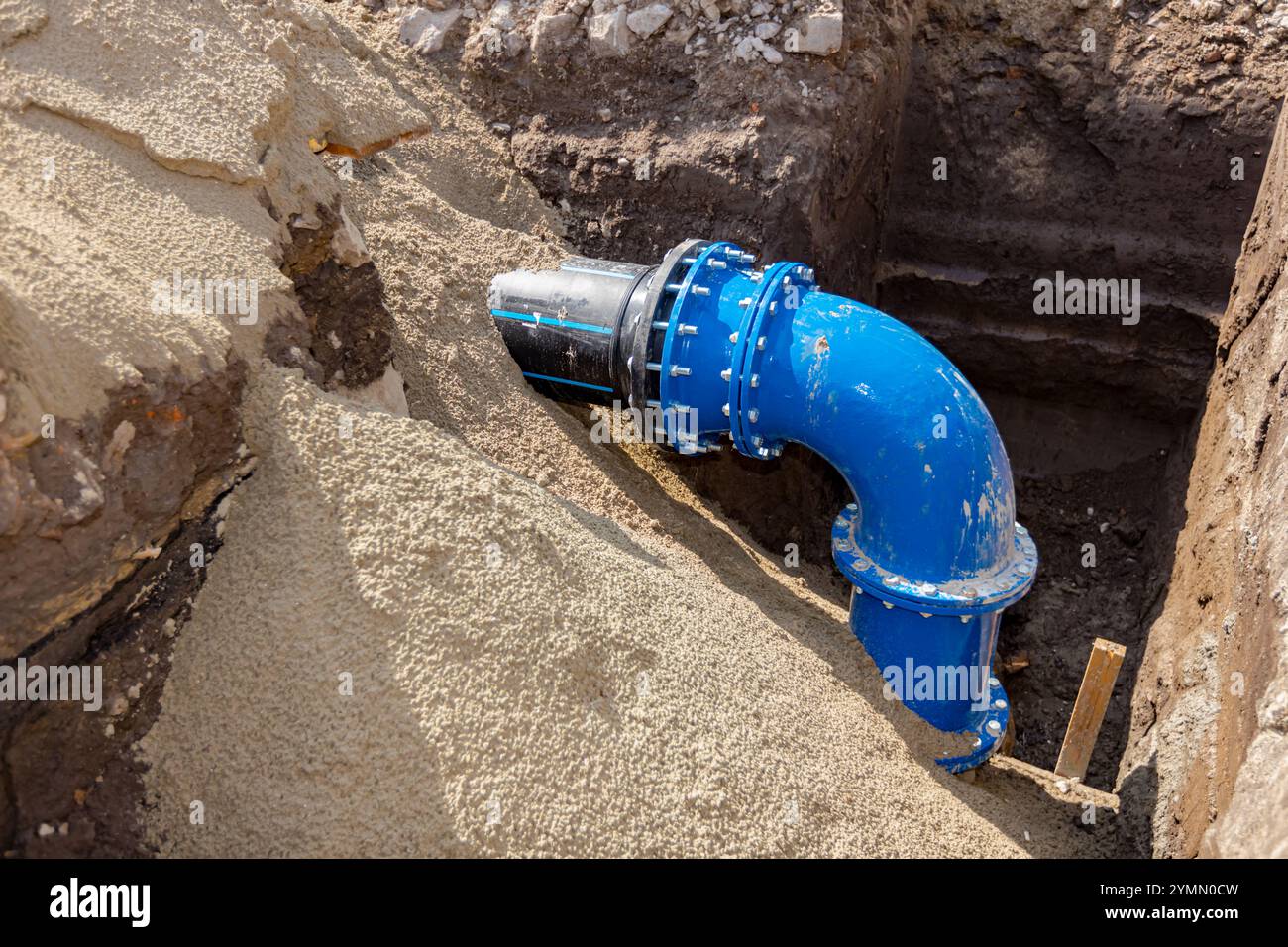 Coupling with bolts to connect large plumbing, plastic pipe with metal ...