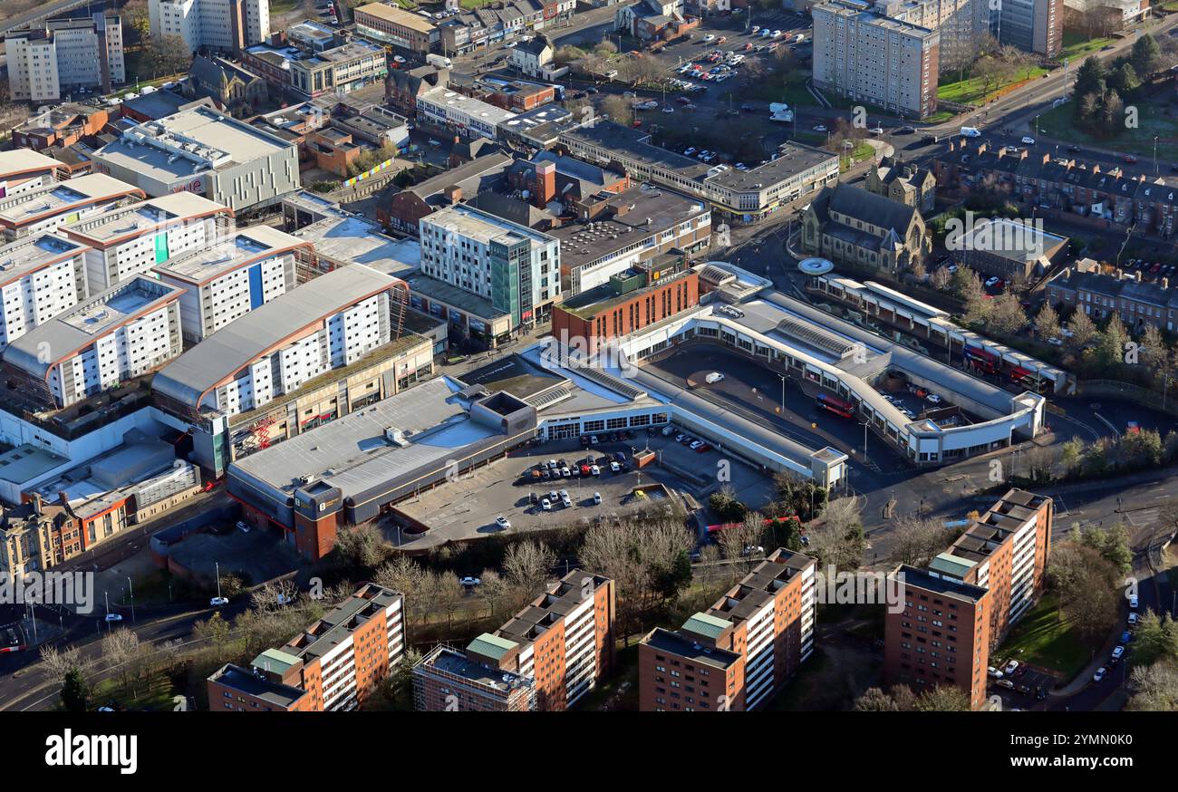 aerial view of Gateshead Interchange bus depot, Tyne & Wear Stock Photo ...