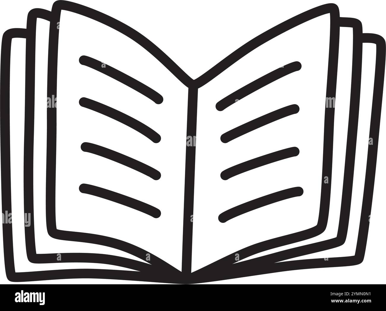 Doodle book icon freehand drawn with thin line in minimalistic style ...