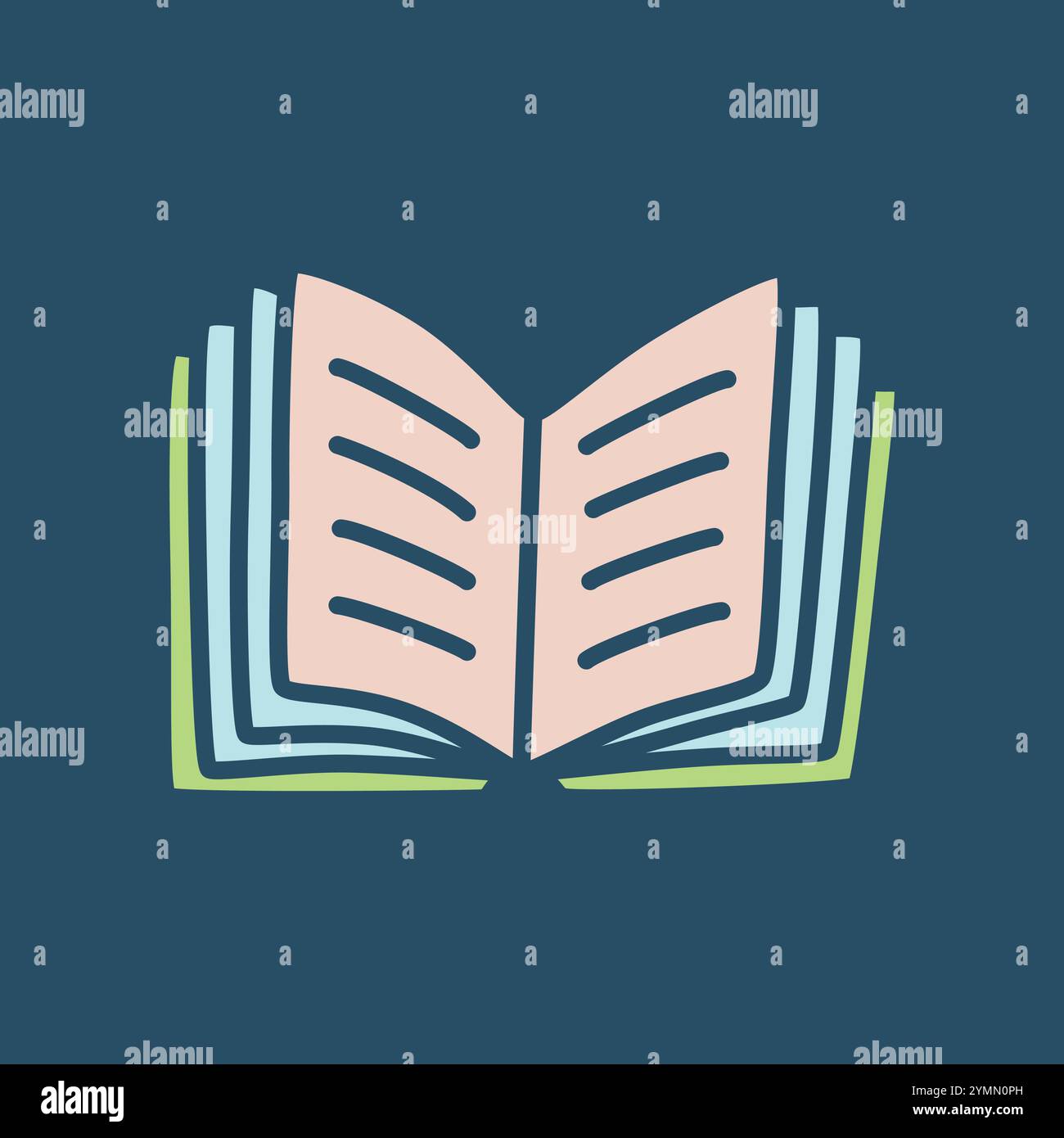 Doodle book icon hand drawn in minimalistic style. Knowledge symbol ...