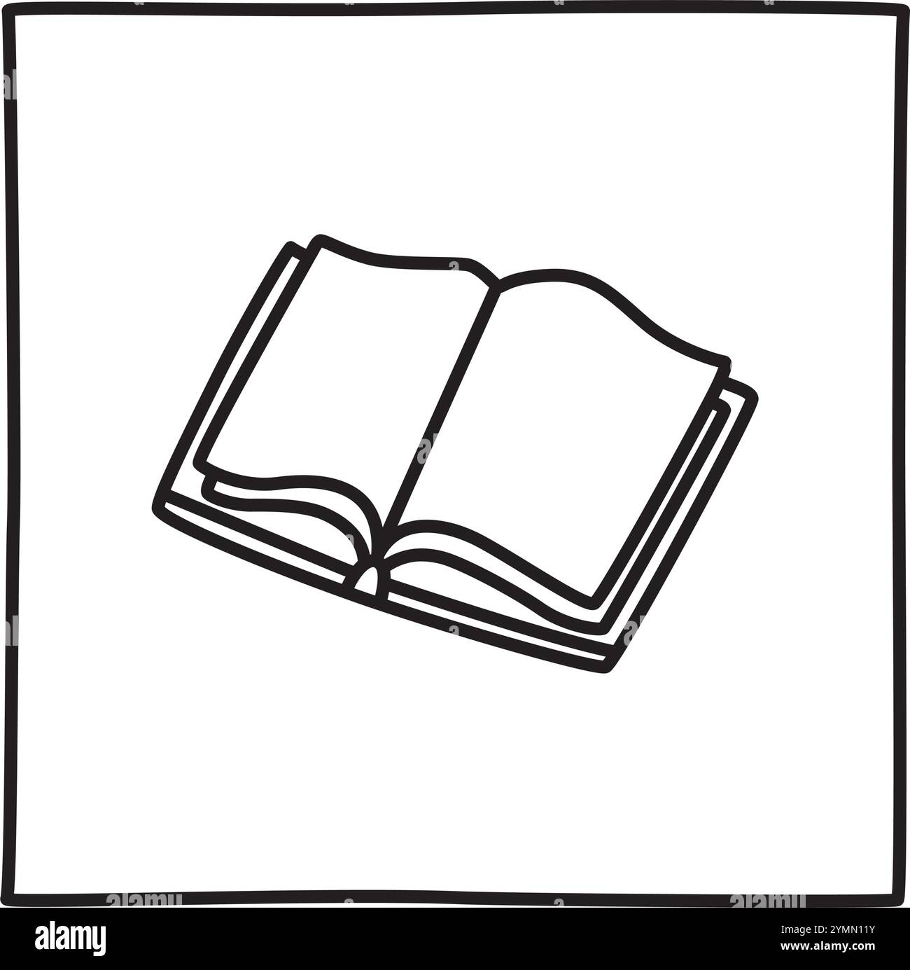 Doodle book icon freehand drawn with thin line in minimalistic style ...