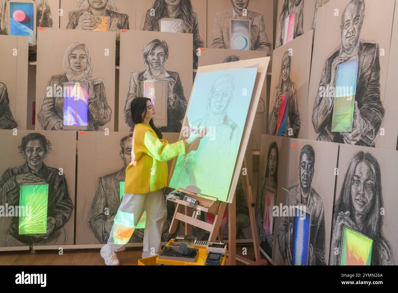 London, UK. 22 November 2024 Es Devlin (pictured) with a replica of the ...
