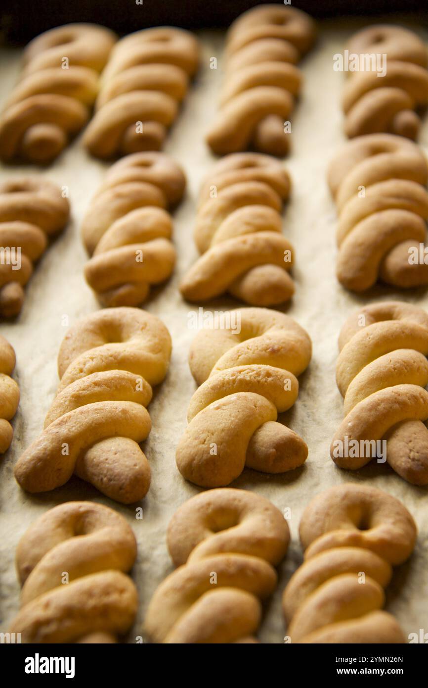 group of braid biscuits of shortcrust pastry baked in the oven Stock ...