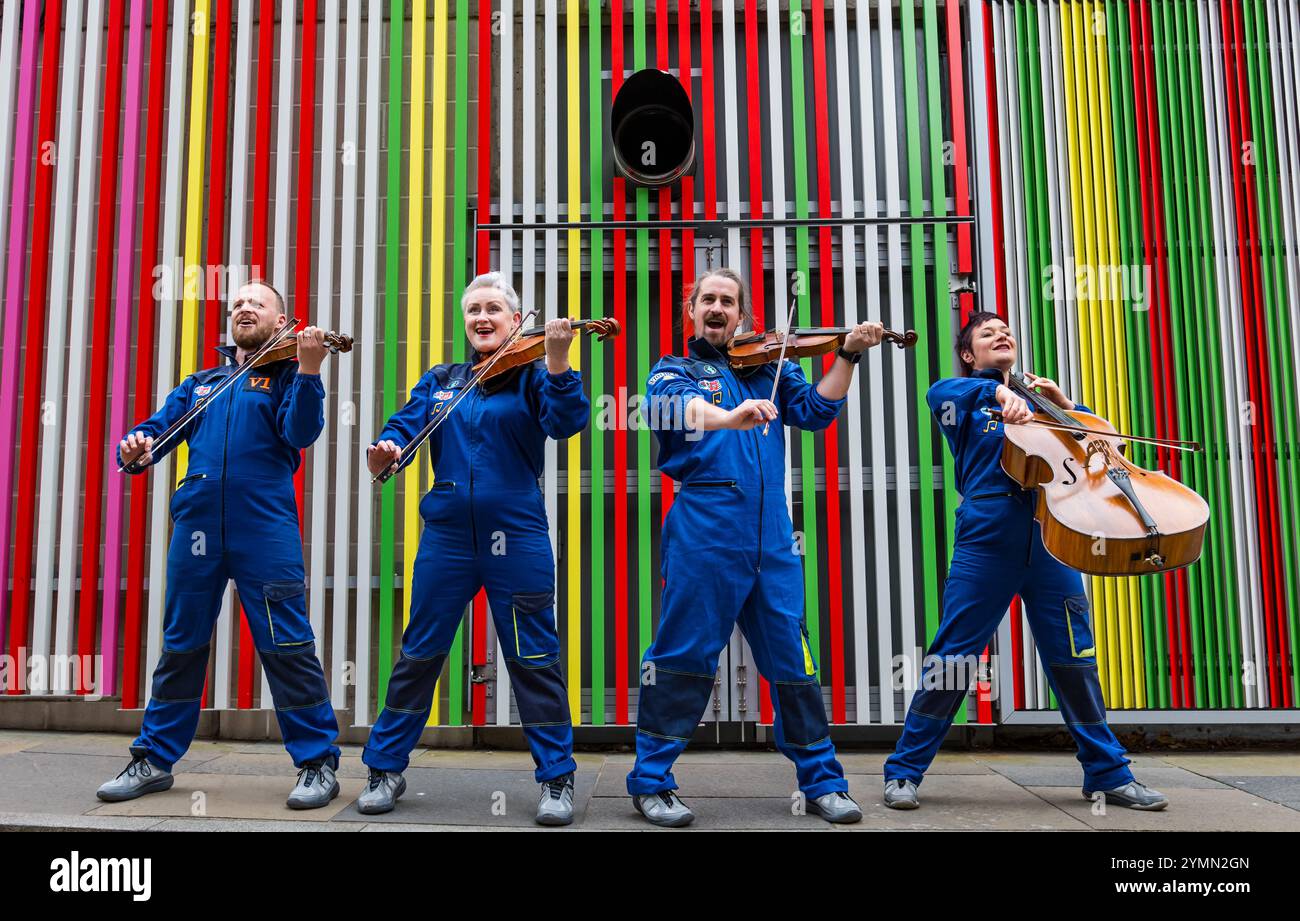 String quartet musicians Bowjangles play music from Edinburgh Fringe show Dracula in Space in ...