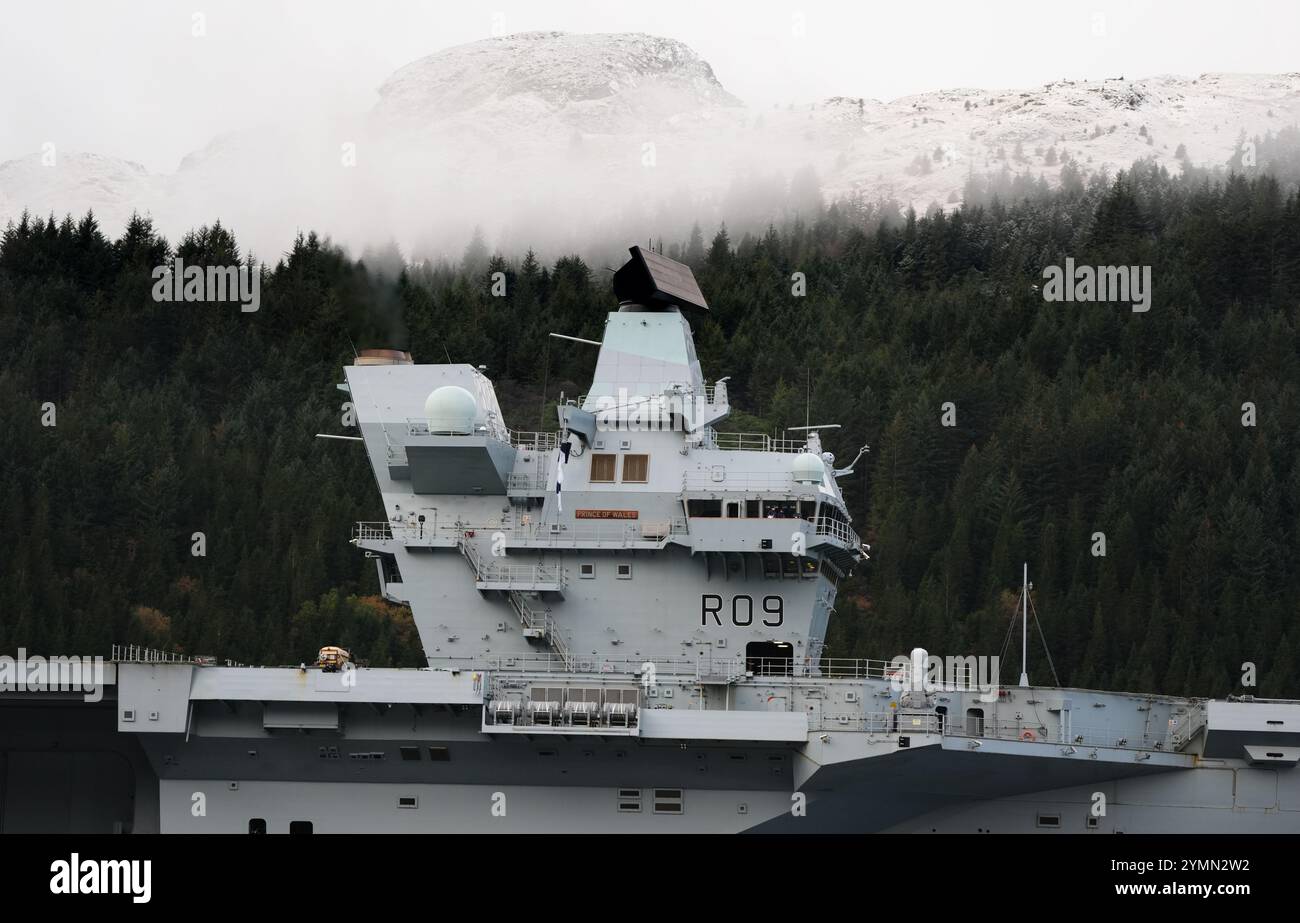Royal Navy aircraft carrier HMS Prince of Wales arriving at Glenmallen ...