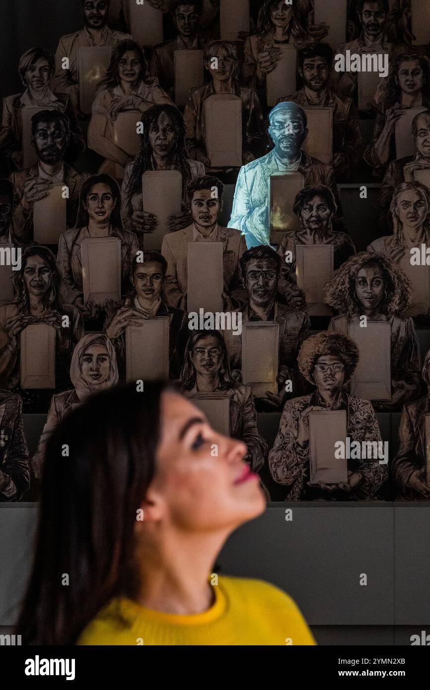 London, UK. 22nd Nov, 2024. The artist with a new version of CONGREGATION - Es Devlin: Face to ...