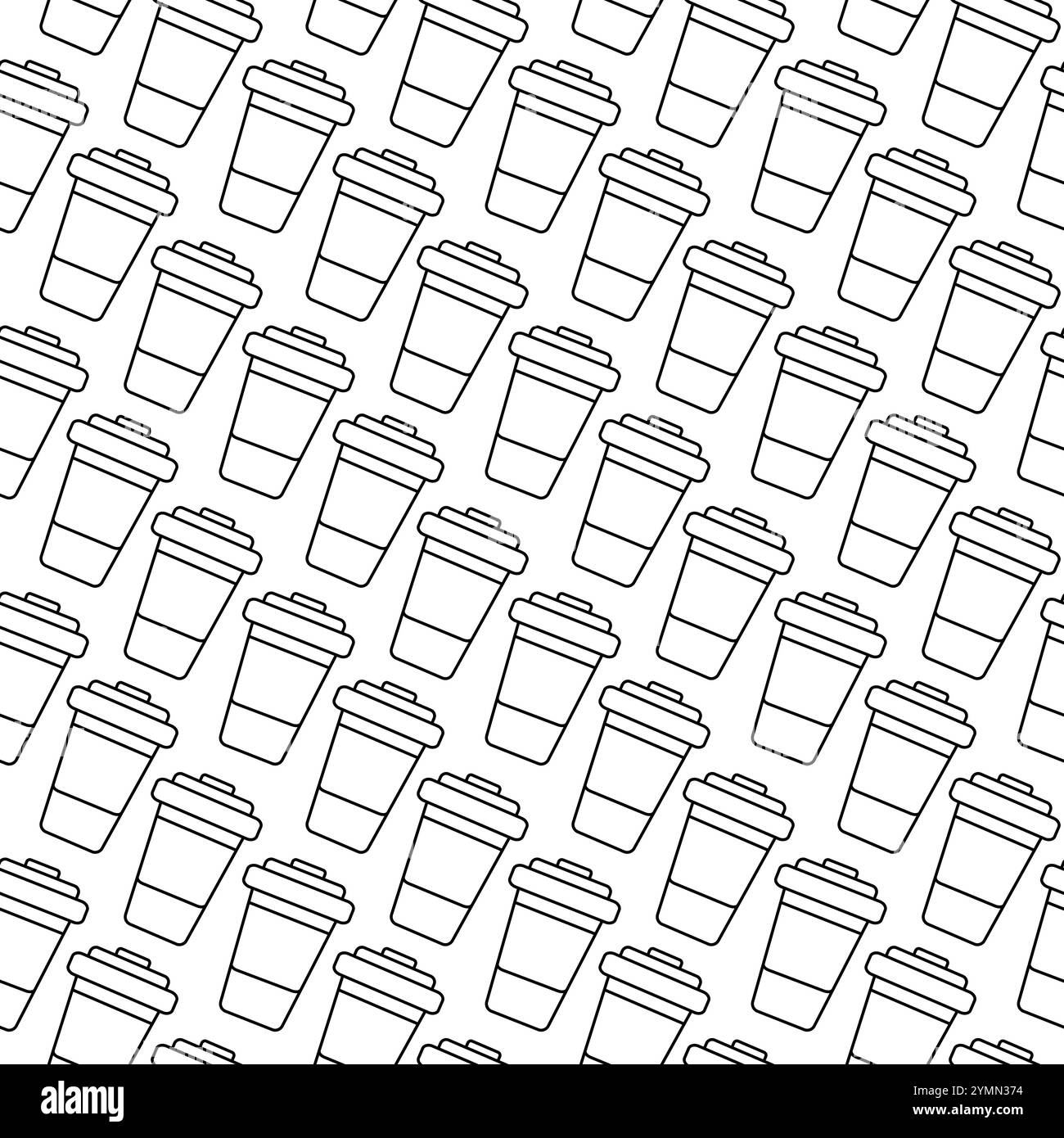 Outline with lid Dynamic Seamless pattern in minimalism. Takeaway drink ...