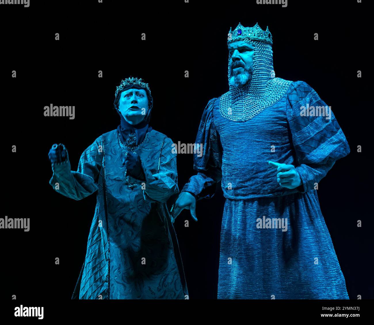 Actors playing king and queen roles in a comedy drama called Macbeth by ...