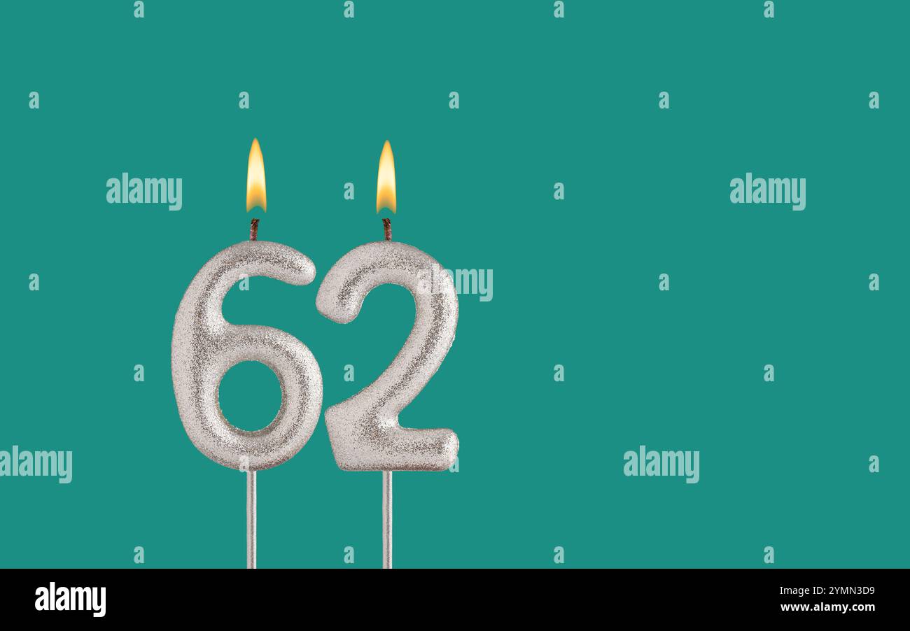 Birthday card on a green background - Candle in the shape of the number ...