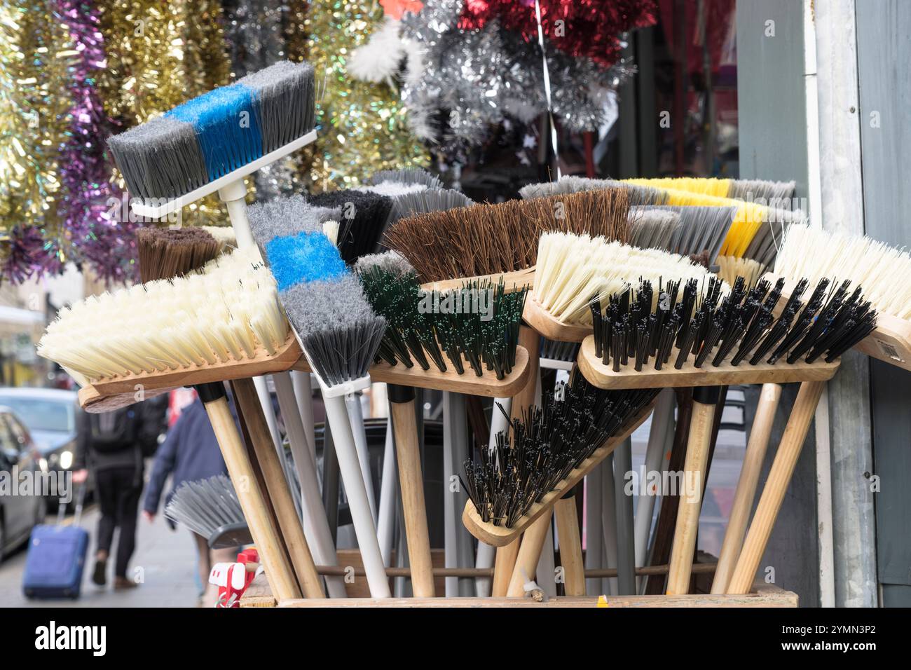 Display of brushes and brooms outside a hardware store on Park Street ...