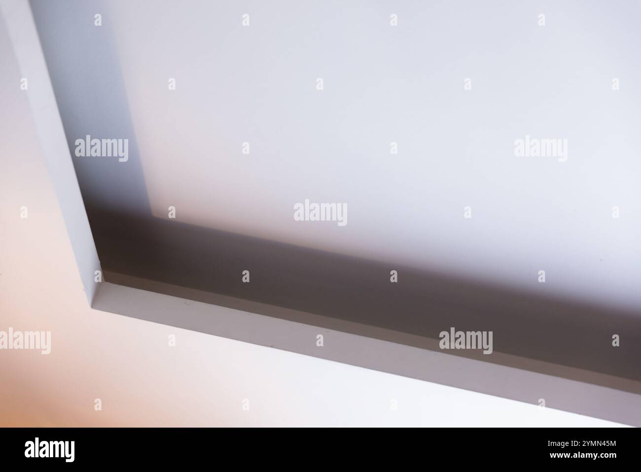 Abstract white minimal interior details. Ceiling niche with colorful ...