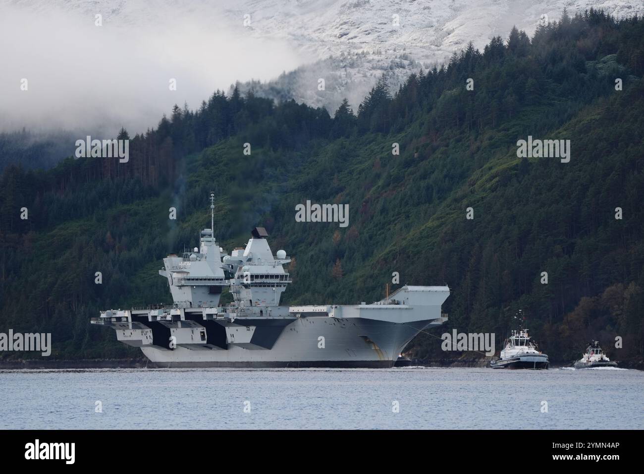 Royal Navy aircraft carrier HMS Prince of Wales arriving at Glenmallen ...