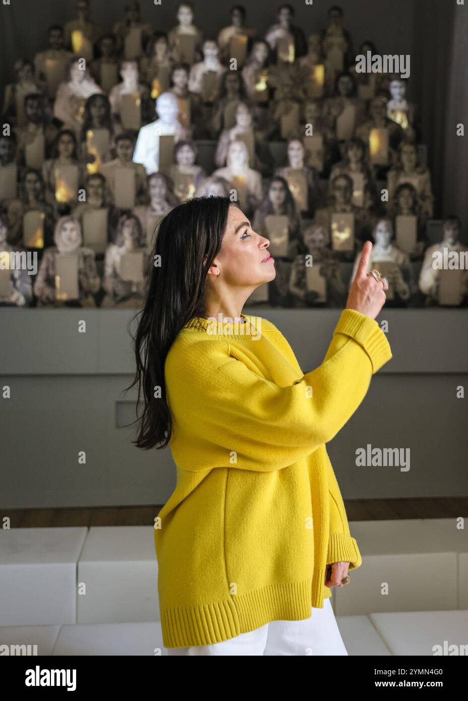 London, UK, 22nd Nov 2024. The artist with 'Congregation'. Es Devlin: Face to Face: 50 ...