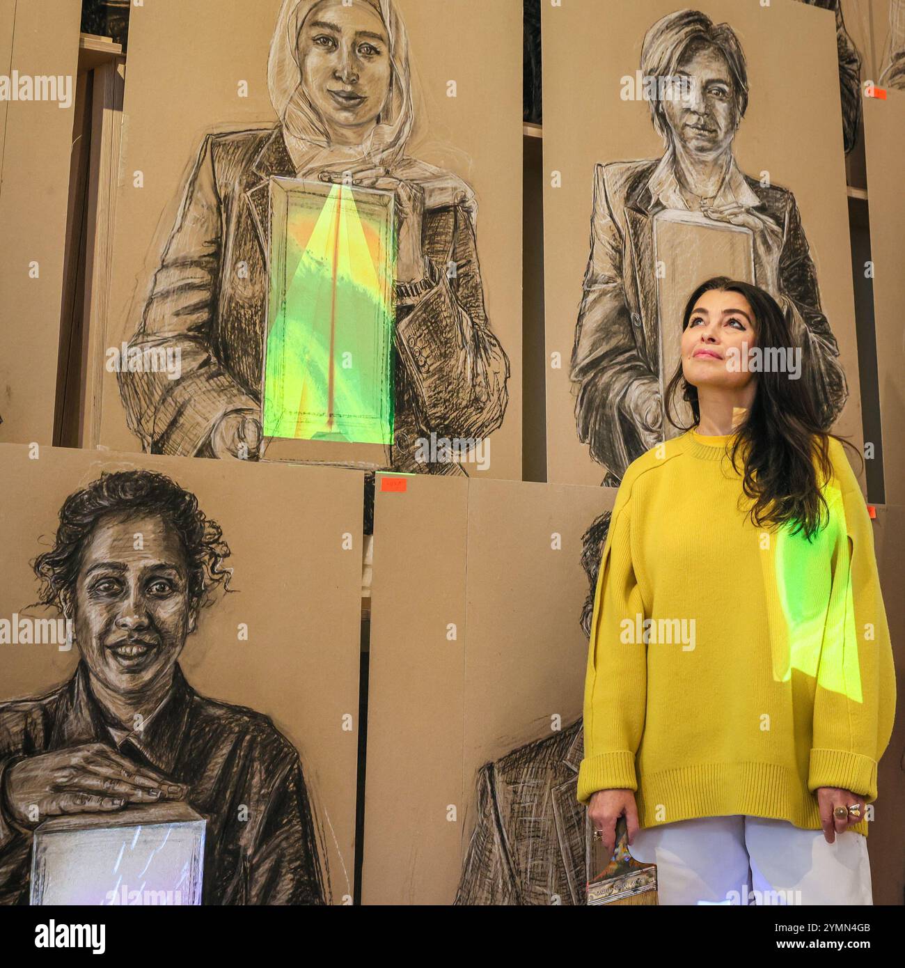 London, UK, 22nd Nov 2024. The artist in the re-created studio space ...