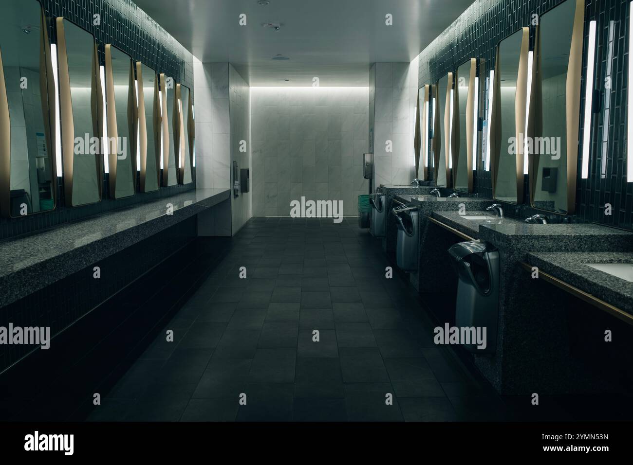 Public lavatory in shopping mall consisiting of ceramic basin, hand ...